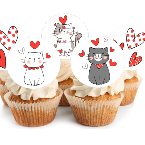 Cute Cats Cupcake Toppers – 4cm x 24 – Debs Kitchen Cakes