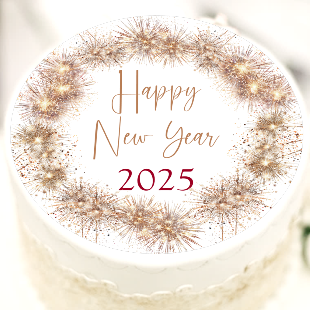 NYE 2024 Round Fireworks Cake Topper – Debs Kitchen Cakes